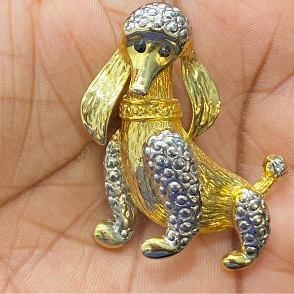 Vintage | Jewelry | Poodle Dog Brooch 2 Toned Gold Silver Dog Lovers ...